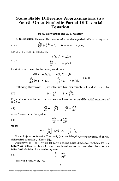 (PDF) Some stable difference approximations to a fourth-order parabolic partial differential ...