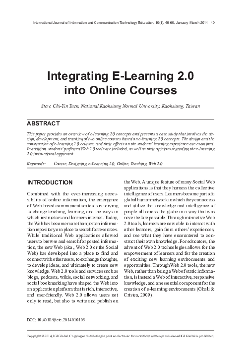 (PDF) Integrating E-Learning 2.0 into Online Courses