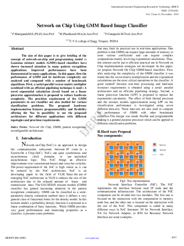 (PDF) Network on Chip Using GMM Based Image Classifier