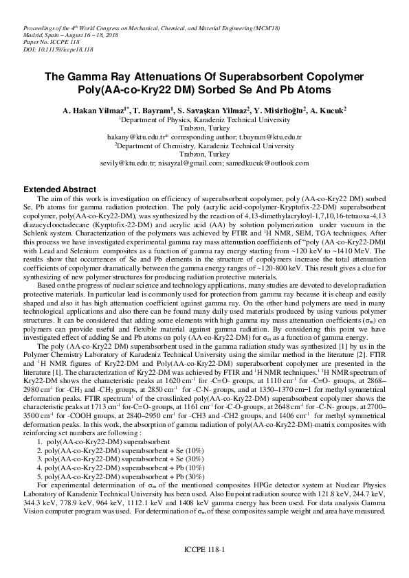 (PDF) The Gamma Ray Attenuations Of Superabsorbent Copolymer Poly(AA-co ...