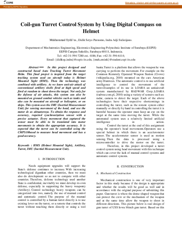 (PDF) Coil-gun Turret Control System by Using Digital Compass on Helmet