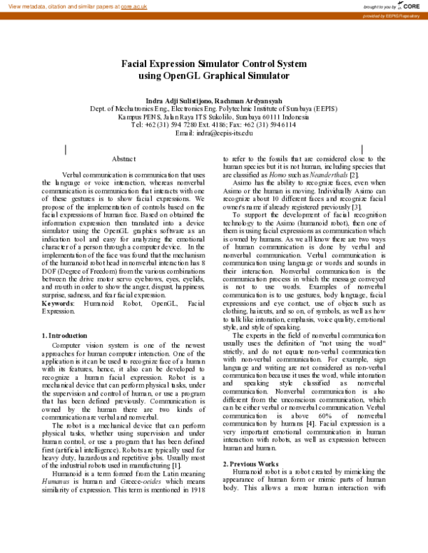 (PDF) Facial Expression Simulator Control System using OpenGL Graphical ...