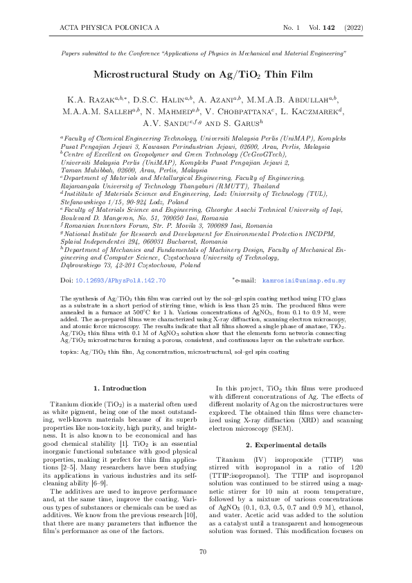(PDF) Microstructural Study on Ag/TiO2 Thin Film
