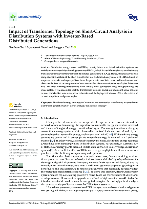 (PDF) Impact of Transformer Topology on Short-Circuit Analysis in Distribution Systems with ...