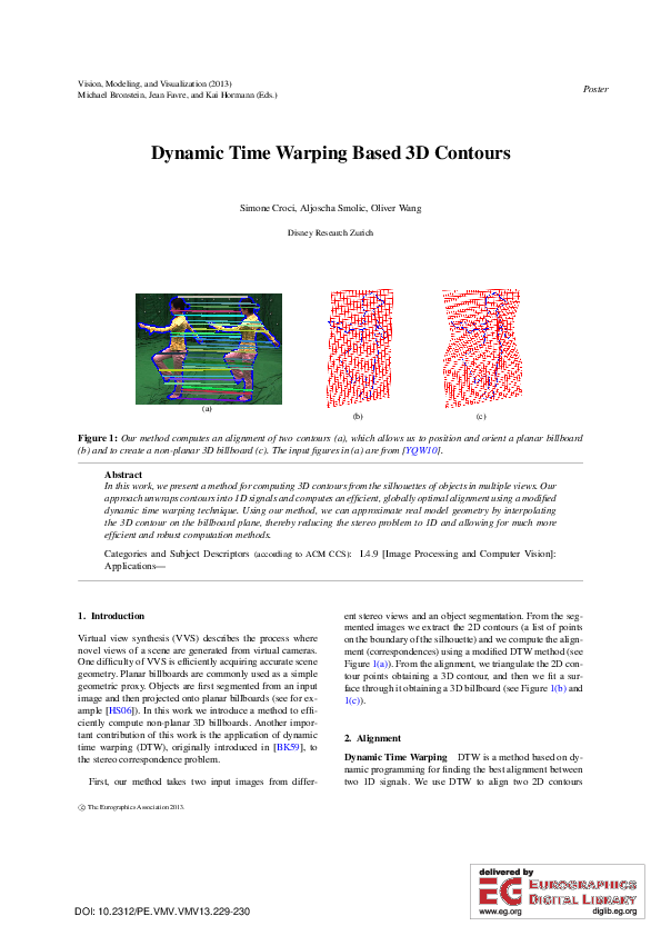(PDF) Dynamic Time Warping Based 3D Contours