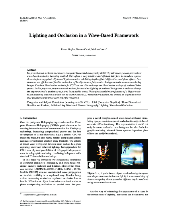 (PDF) Lighting and Occlusion in a Wave-Based Framework
