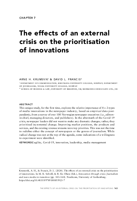 (PDF) The effects of an external crisis on the prioritisation of ...