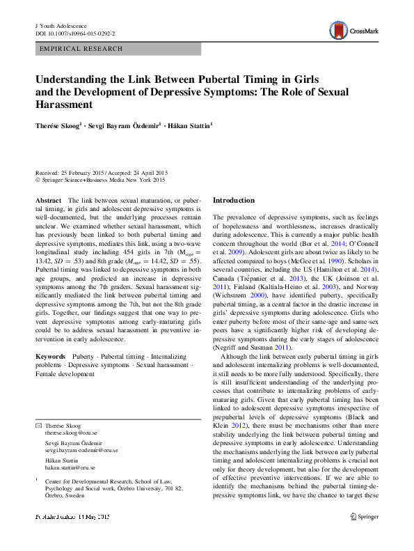 Understanding The Link Between Pubertal Timing In Girls And The