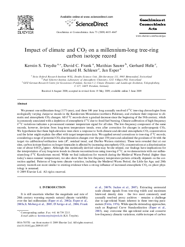 (PDF) Impact of climate and CO2 on a millennium-long tree-ring carbon ...