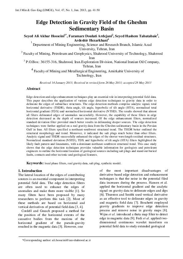 (PDF) Edge detection in gravity field of the Gheshm sedimentary basin
