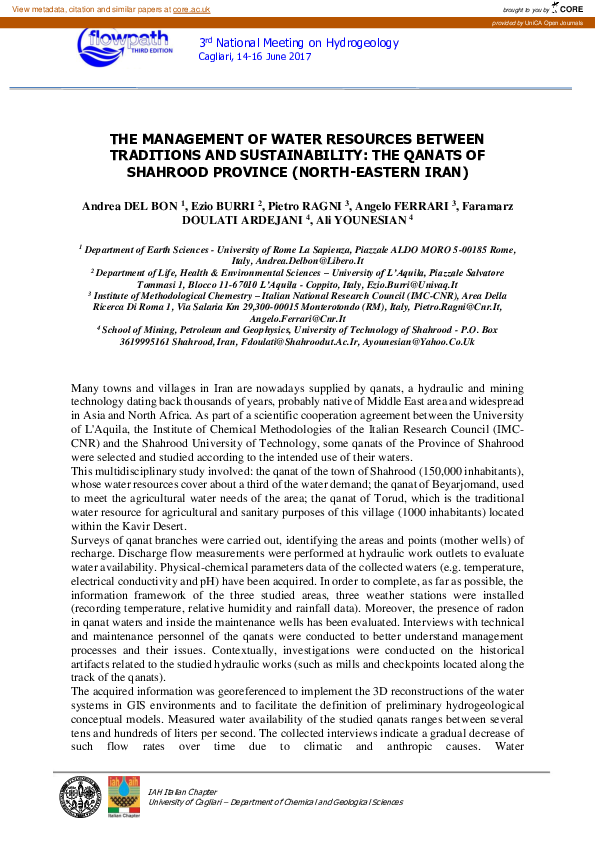 (PDF) The management of water resources between traditions and ...