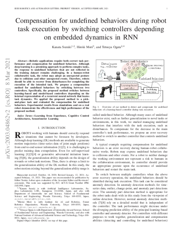 (PDF) Compensation for Undefined Behaviors During Robot Task Execution by Switching Controllers ...