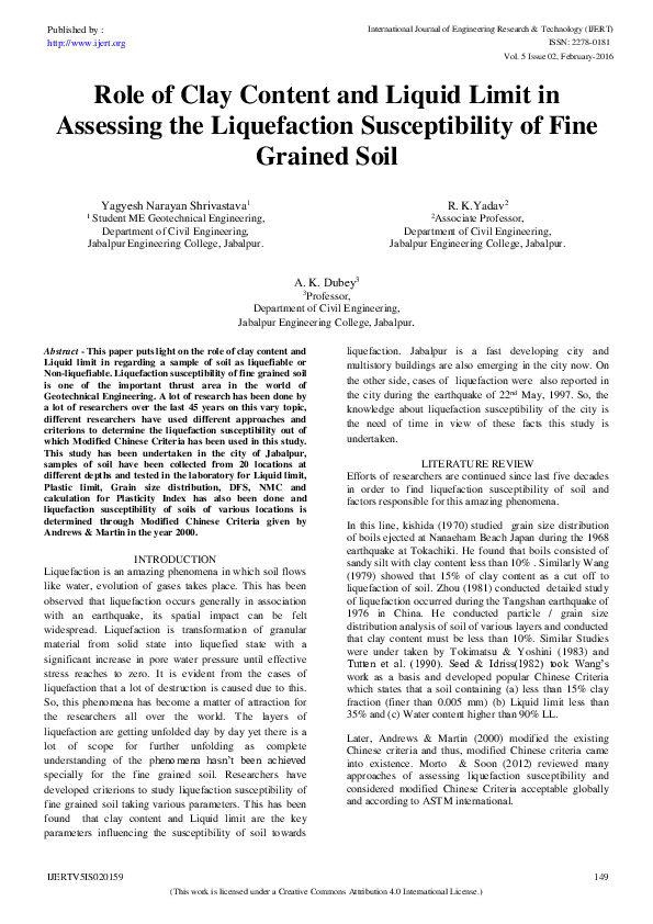 (PDF) Role of Clay Content and Liquid Limit in Assessing the ...