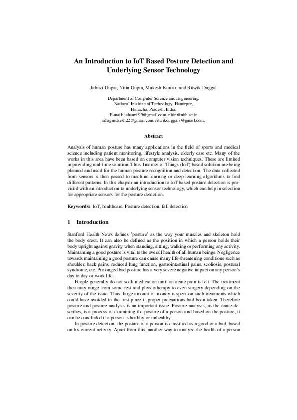 (PDF) An Introduction to IoT Based Posture Detection and Underlying ...
