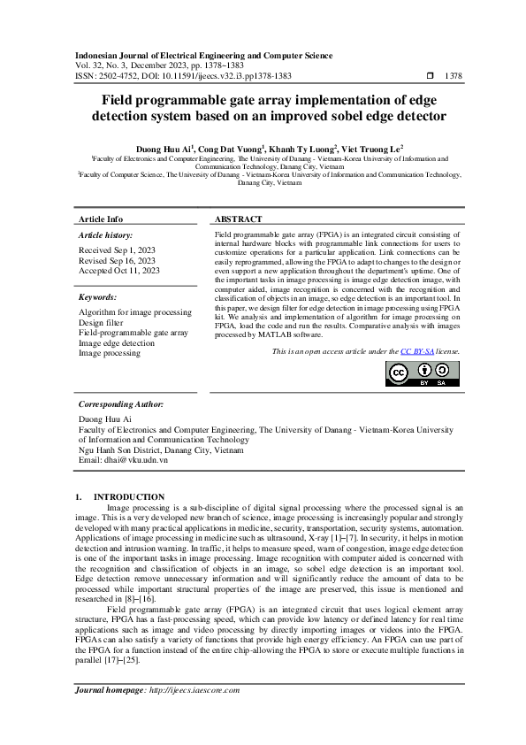 (PDF) Field programmable gate array implementation of edge detection system based on an improved ...