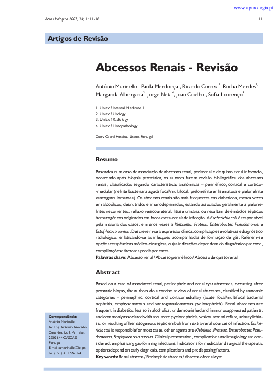 (PDF) Abcessos Renais - Revisão