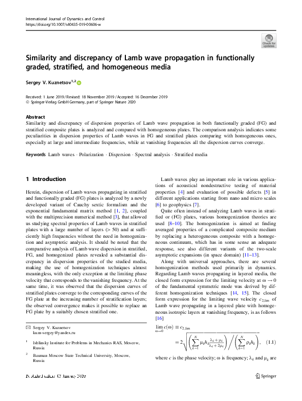 (PDF) Similarity and discrepancy of Lamb wave propagation in functionally graded, stratified ...