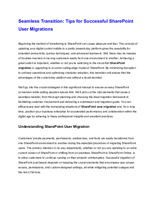 (PDF) Seamless Transition: Tips for Successful SharePoint