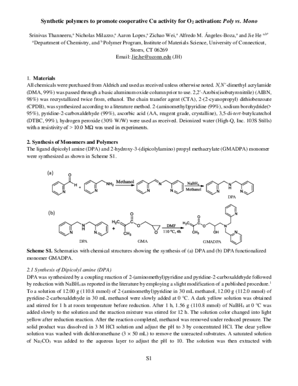 (PDF) Synthetic Polymers To Promote Cooperative Cu Activity for O2 ...