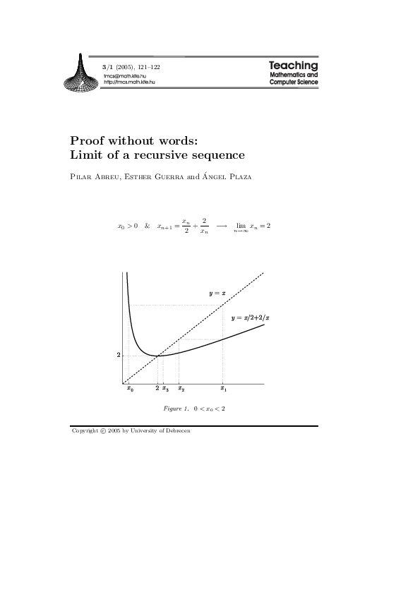 Pdf Proof Without Words Limit Of A Recursive Sequence