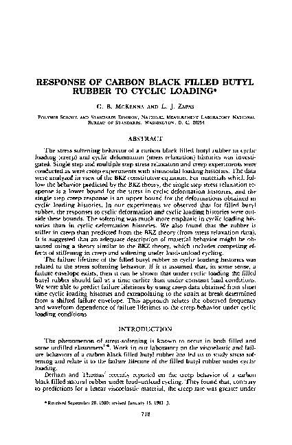 (PDF) Response of Carbon Black Filled Butyl Rubber to Cyclic Loading