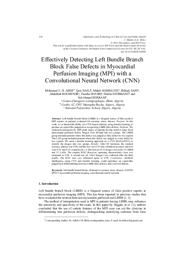 Pdf Effectively Detecting Left Bundle Branch Block False Defects In Myocardial Perfusion