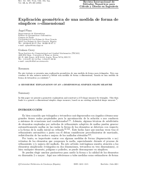 (PDF) Explicación geométrica de una medida de forma de símplices n ...