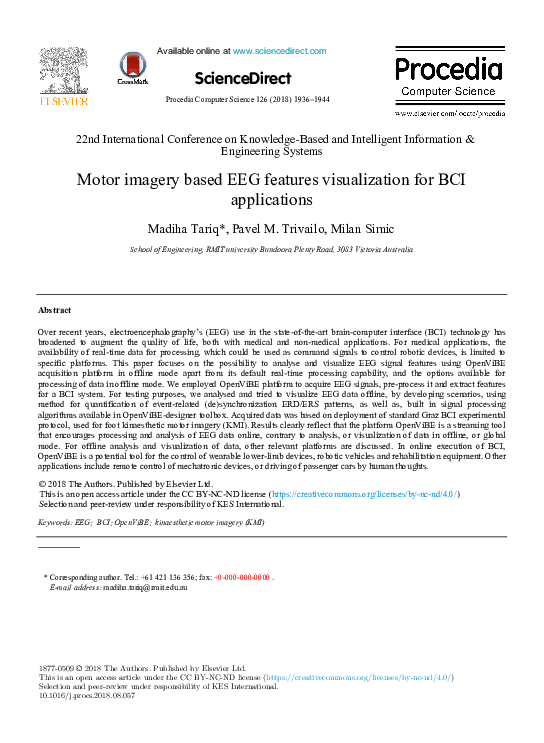(PDF) EEG Feature Visualization for BCI Applications