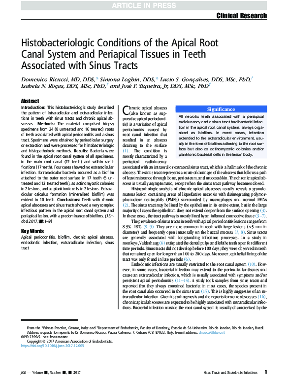 (PDF) Histobacteriologic Conditions of the Apical Root Canal System and ...