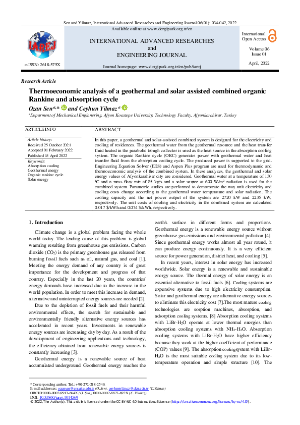 (PDF) Thermoeconomic analysis of a geothermal and solar assisted ...