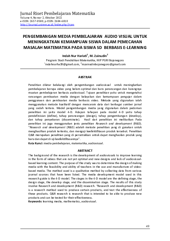 (PDF) Pengembangan Media Pembelajaran Audio Visual Untuk Meningkatkan Kemampuan Siswa Dalam ...