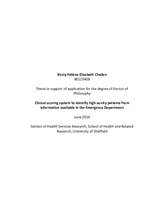 (PDF) Clinical scoring system to identify high-acuity patients from ...