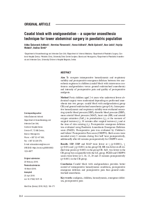 (PDF) Caudal block with analgosedation - a superior anaesthesia ...