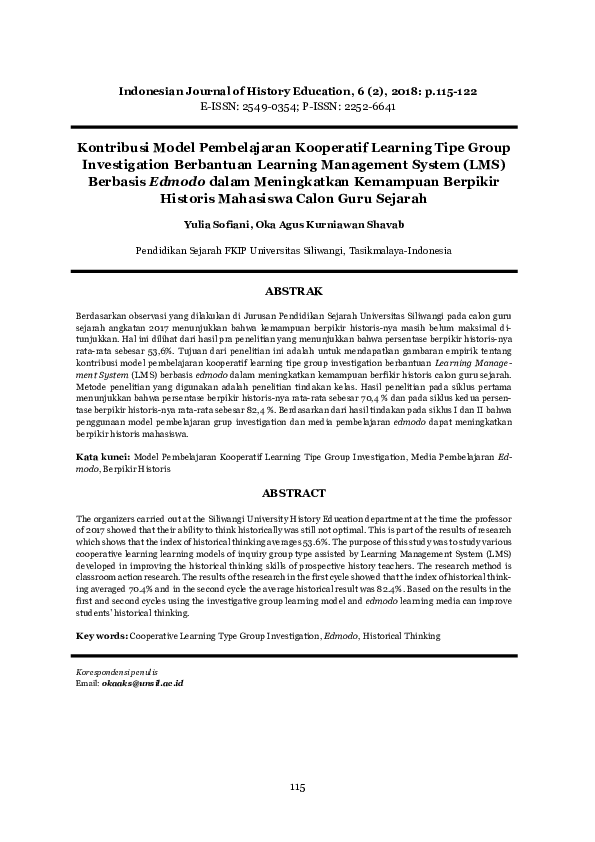 (PDF) Kontribusi Model Pembelajaran Kooperatif Learning Tipe Group Investigation Berbantuan ...