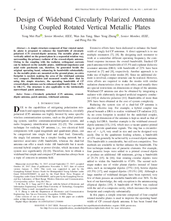(PDF) Design of wideband circularly polarized antenna with corner truncated patch