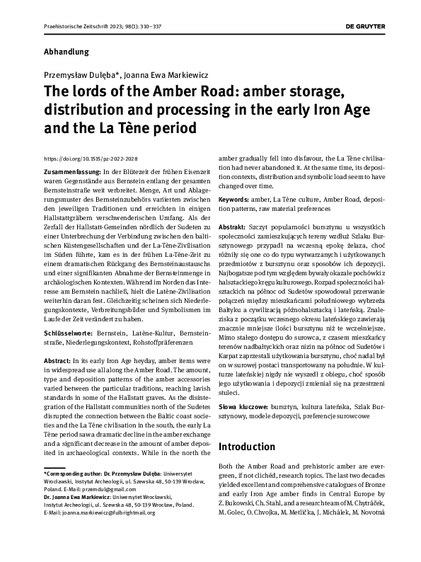 (PDF) The lords of the Amber Road: amber storage, distribution and ...