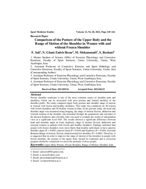 (PDF) Comparison of Upper Body Posture and Shoulder Range of Motion in ...