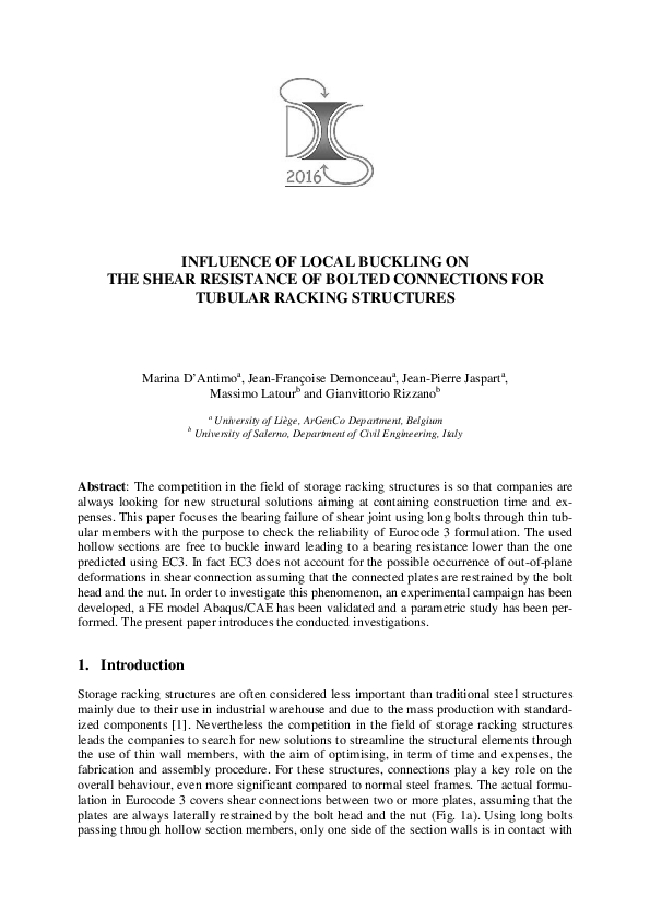 (PDF) Influence of local buckling on the shear resistance of bolted ...