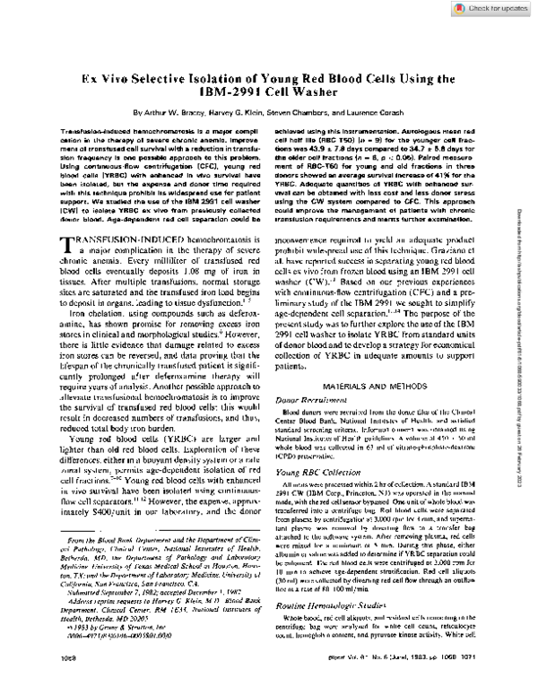 (PDF) Ex vivo selective isolation of young red blood cells using the ...