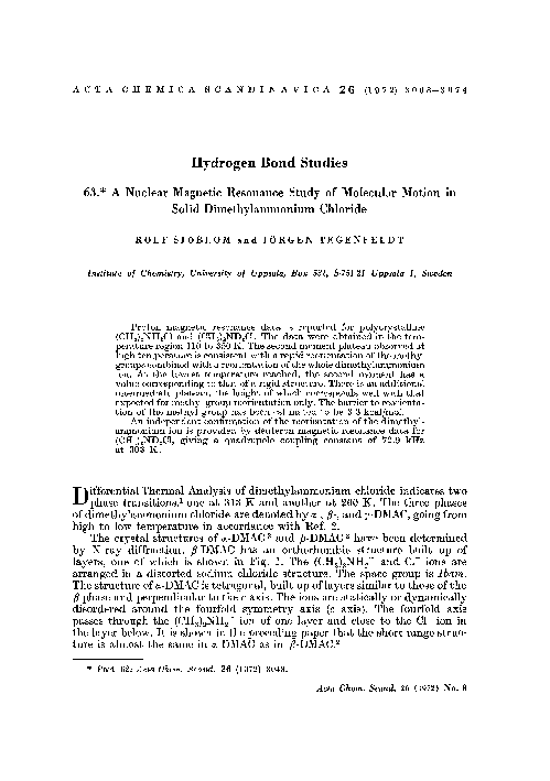 (PDF) Hydrogen Bond Studies. 63. A Nuclear Magnetic Resonance Study of ...