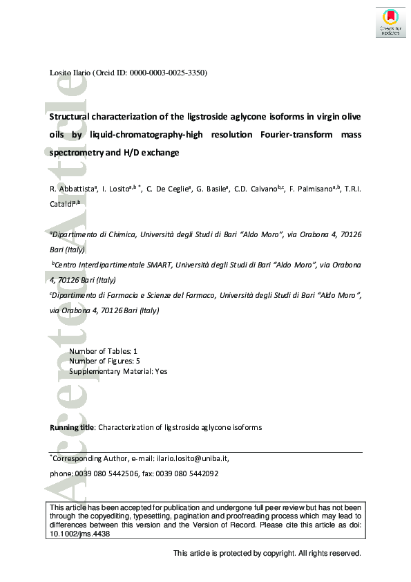 (PDF) Structural characterization of the ligstroside aglycone isoforms ...