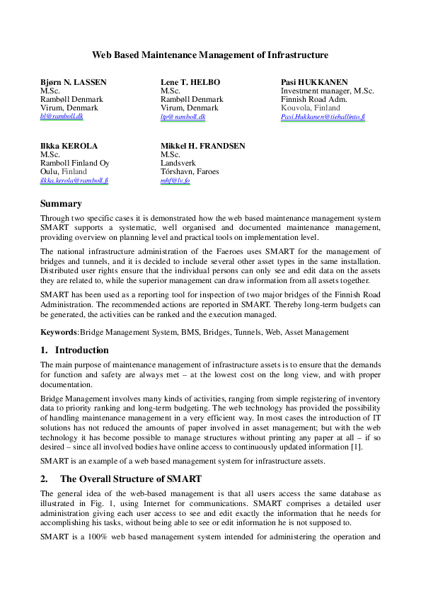 (PDF) Web Based Maintenance Management of Infrastructure