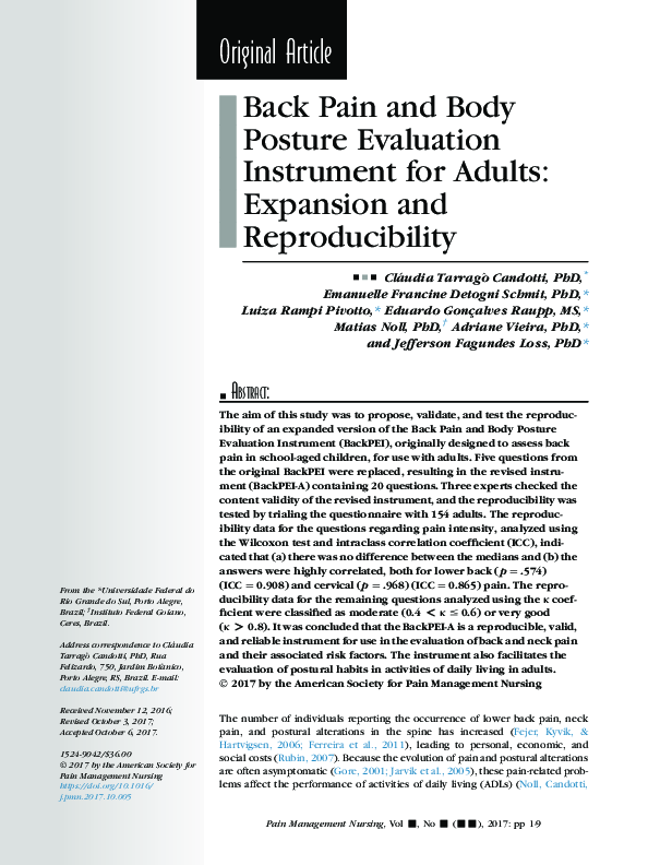(PDF) Back Pain and Body Posture Evaluation Instrument for Adults