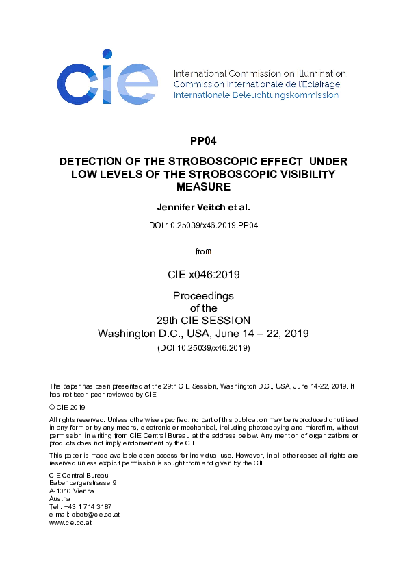 (PDF) Detection of the Stroboscopic Effect Under Low Levels of the Stroboscopic Visibility Measure