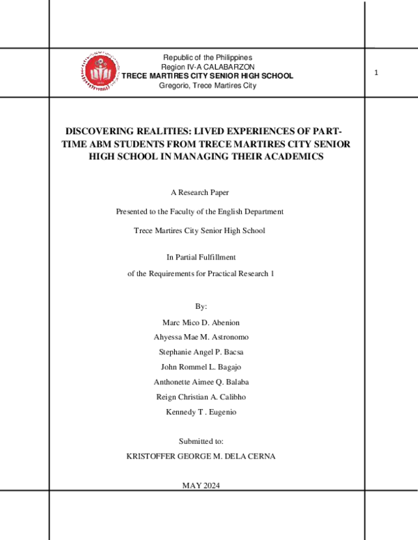 (PDF) Discovering Realities: The lived experiences of the part-time ...