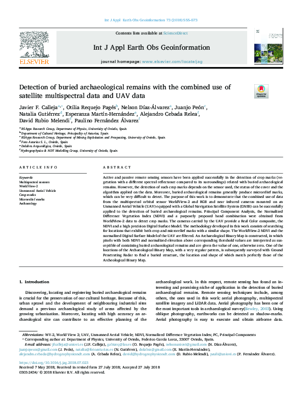 Pdf Detection Of Buried Archaeological Remains With The Combined Use Of Satellite