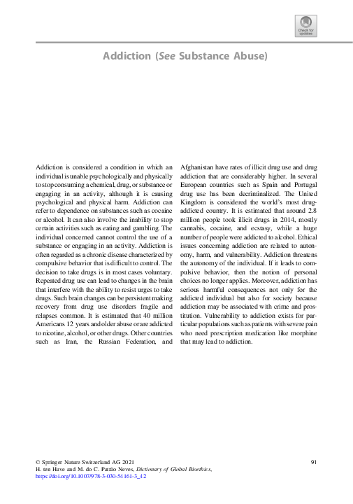 (PDF) Addiction (See Substance Abuse)