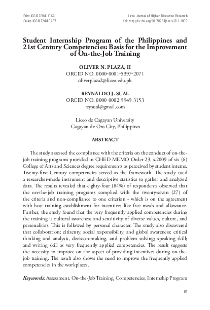 (PDF) Student Internship Program of the Philippines and 21st Century ...