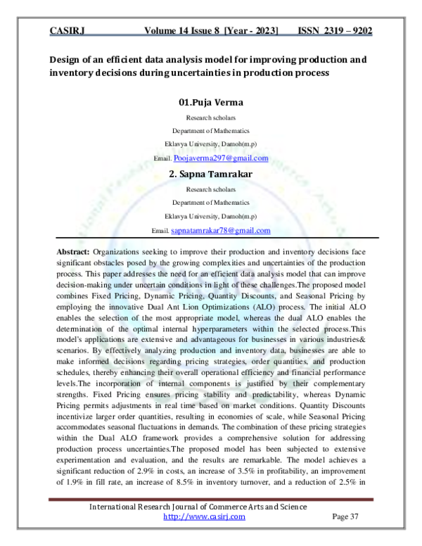 (PDF) Design of an efficient data analysis model for improving production and inventory ...