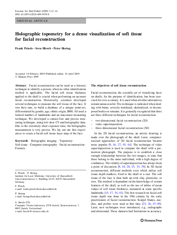 (PDF) Holographic topometry for a dense visualization of soft tissue ...